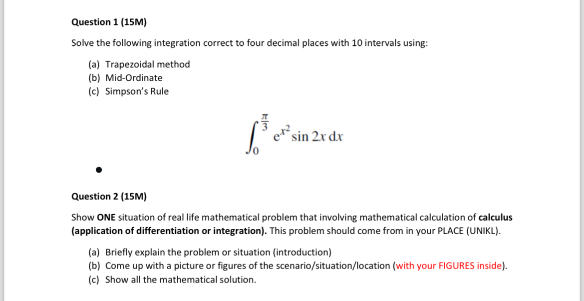 Solved Question 1 (15M)Solve the following integration | Chegg.com
