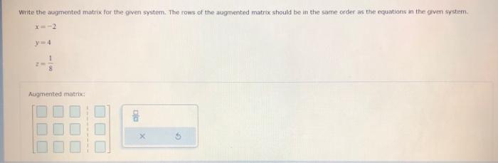 Solved Write the augmented matrix for the given system. The | Chegg.com