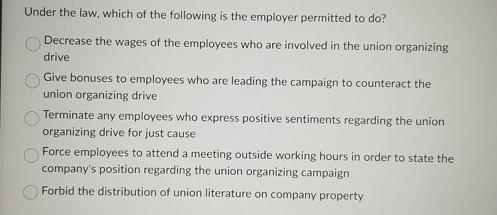 Solved Under the law, which of the following is the employer | Chegg.com