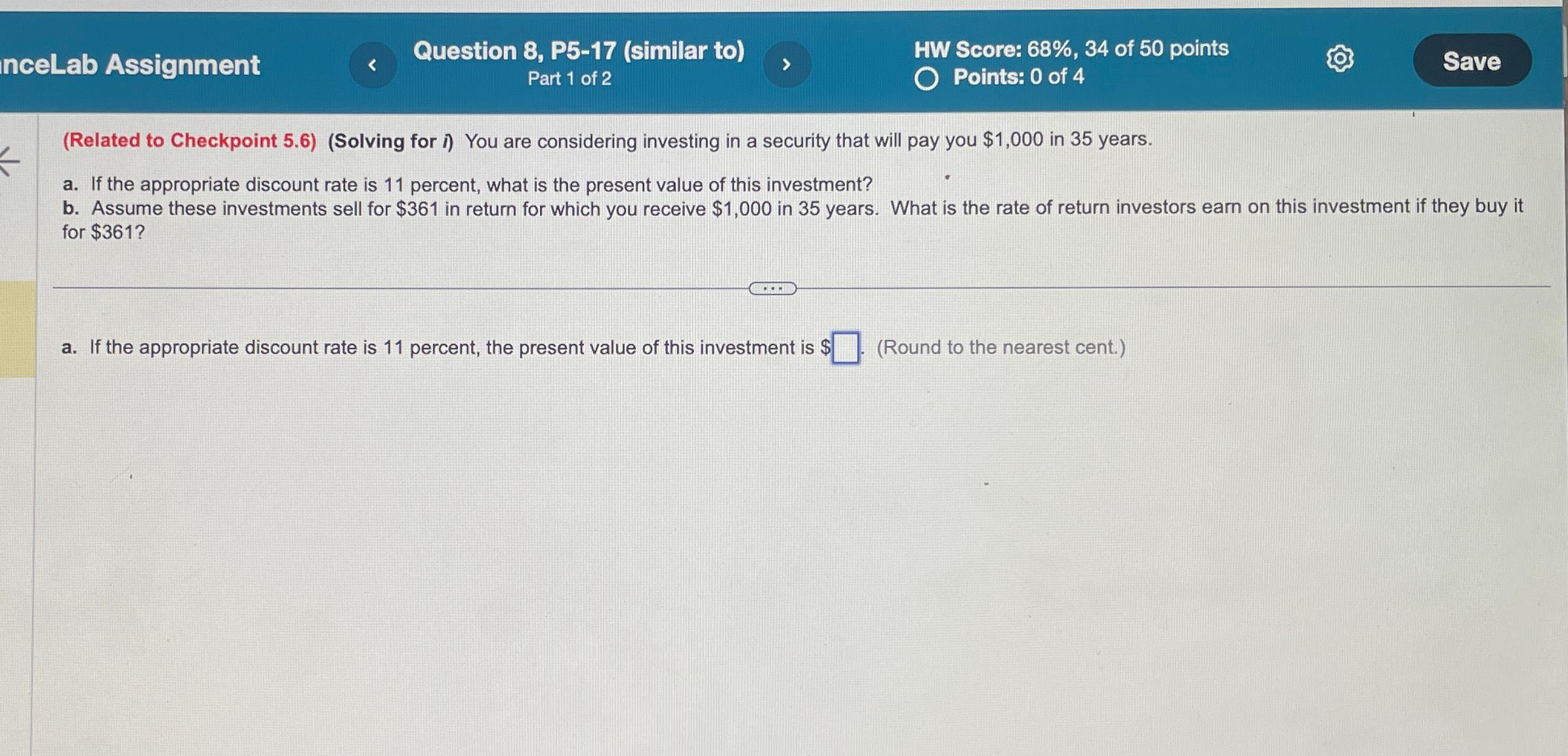 Solved Question 8, ﻿P5-17 (similar to)HW Score: 68%,34 ﻿of | Chegg.com