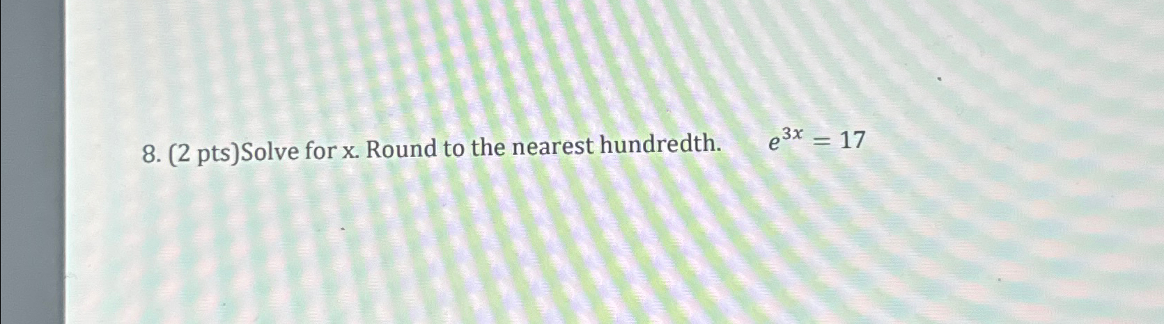 Solved (2 pts)Solve for x. Round to the nearest hundredth. | Chegg.com Solved (2 pts)Solve for x. Round to the nearest hundredth. | Chegg.com