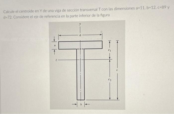 Solved Calcule el centroide en Y de una viga de sección | Chegg.com