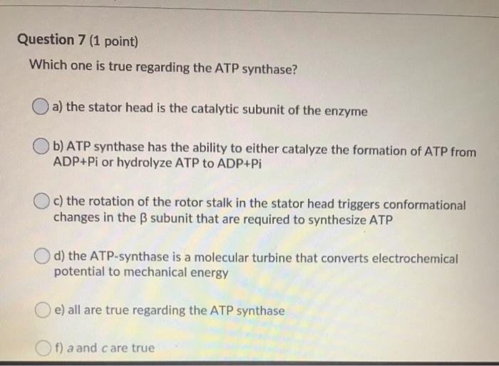 Solved Which part of the mitochondrial ATP synthase binds H+ | Chegg.com