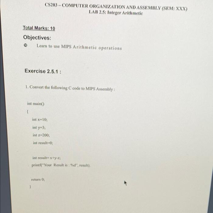 CS203 - COMPUTER ORGANIZATION AND) ASSEMBLY (SEM: | Chegg.com