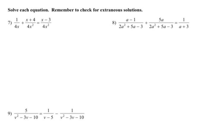 Solved Solve each equation. Remember to check for extraneous | Chegg.com