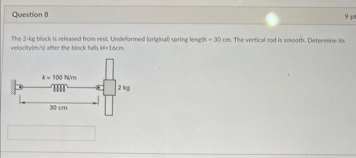 Solved The 2−kg block is released from rest. Undeformed | Chegg.com