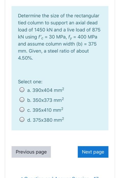 Solved Determine the size of the rectangular tied column to | Chegg.com