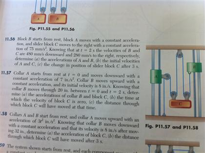 Solved Block B starts from rest, block A moves with a | Chegg.com