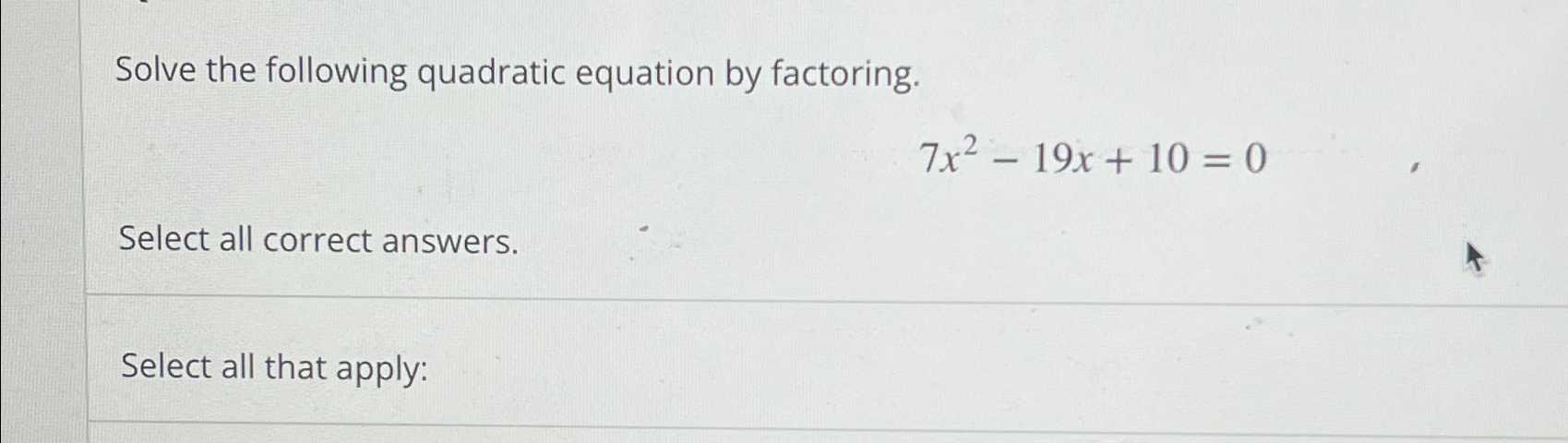 Solved Solve the following quadratic equation by | Chegg.com