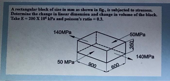 Solved A rectangular block of size in mm as shown in fig., | Chegg.com