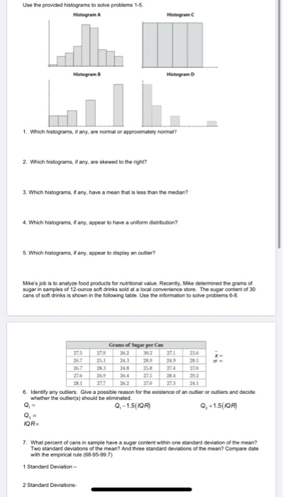 Solved Use the provided histograms to solve problems 1-5. | Chegg.com