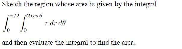 Solved Sketch the region whose area is given by the integral | Chegg.com