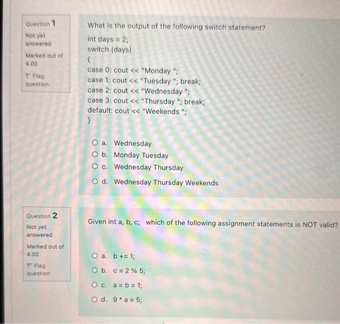 Solved Question 1 Not yet answered Marked out of 4.00 P. | Chegg.com