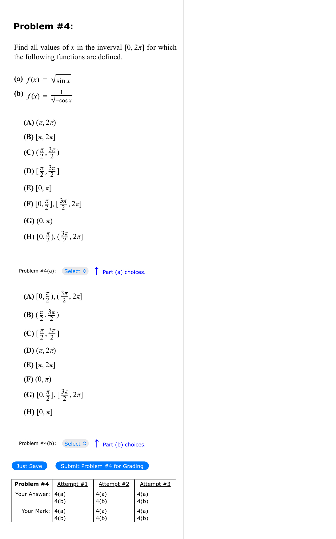 Solved Problem #4:Find all values of x ﻿in the inverval 0,2π | Chegg.com