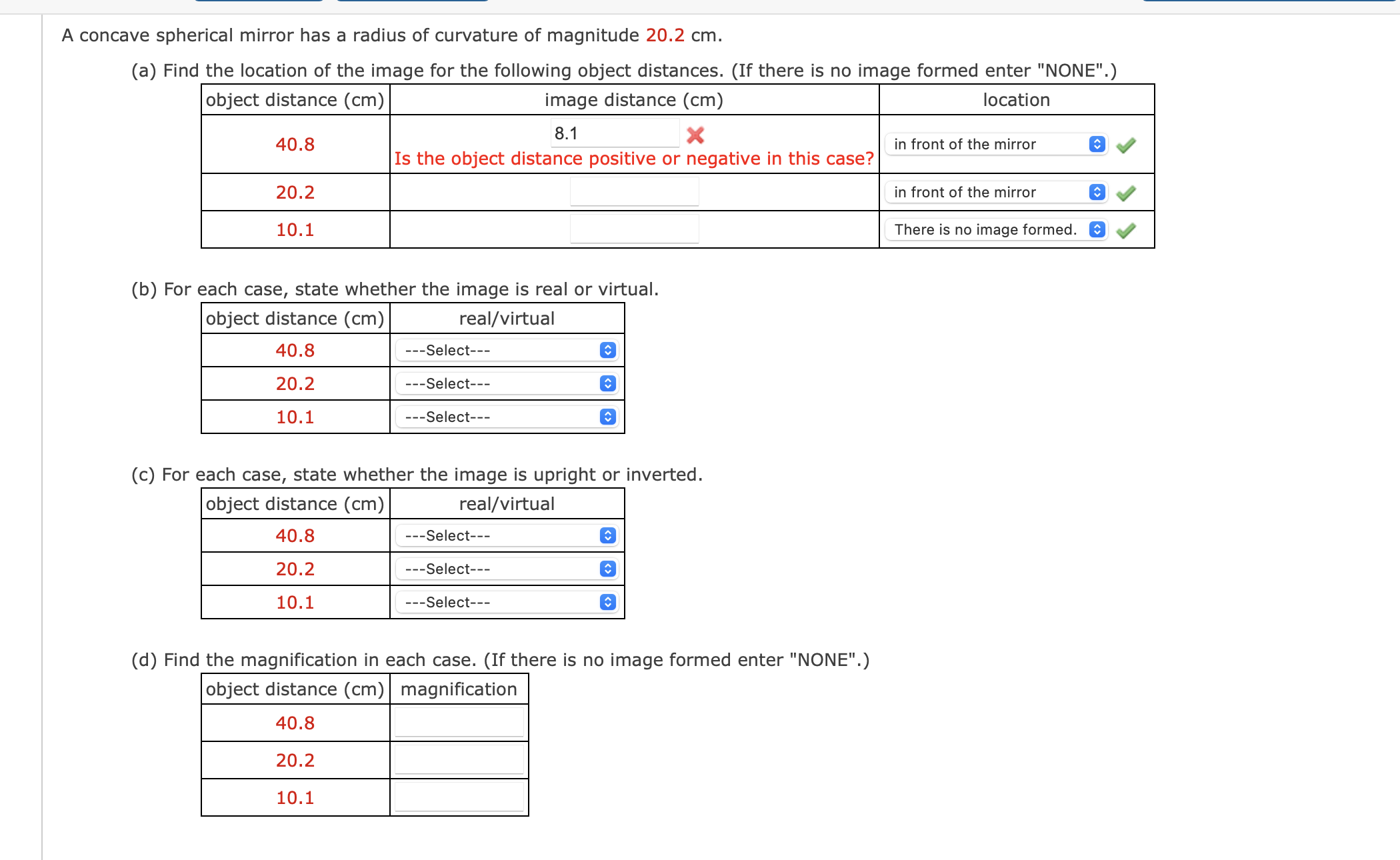 Solved A concave spherical mirror has a radius of curvature | Chegg.com