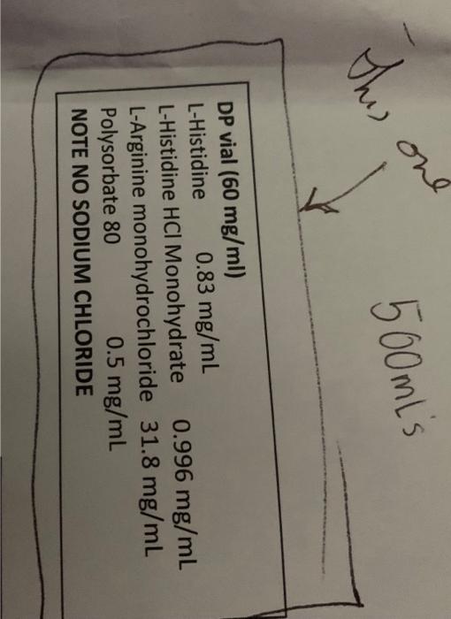 Solved l L-Histidine 0.83 mg/mL L-Histidine HCI Monohydrate | Chegg.com