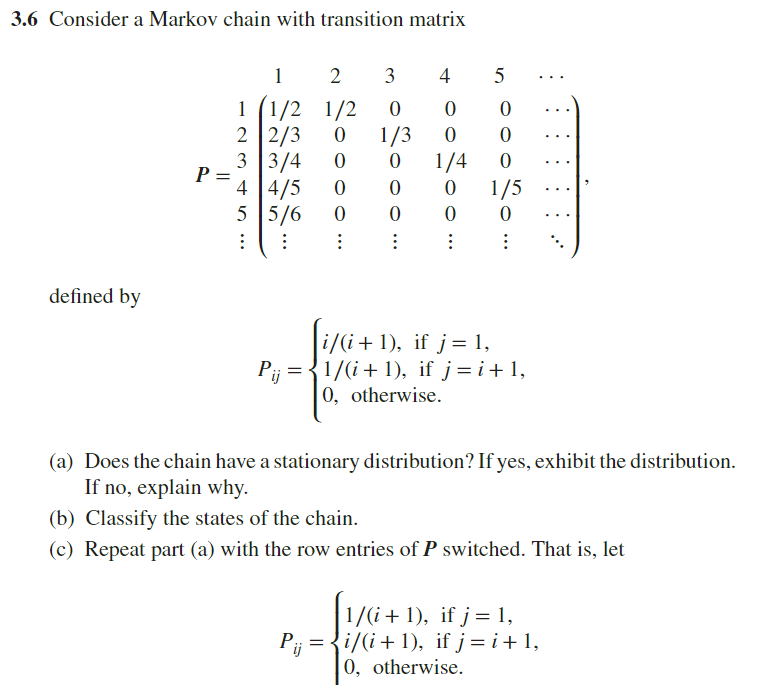 Solved 3.6 ﻿Consider a Markov chain with transition | Chegg.com