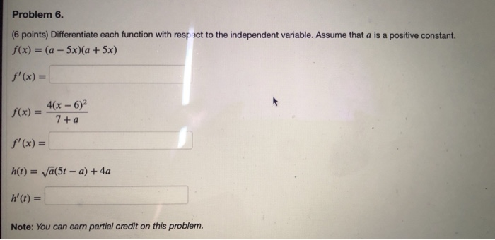 Solved Problem 6 6 Points Differentiate Each Function 6828