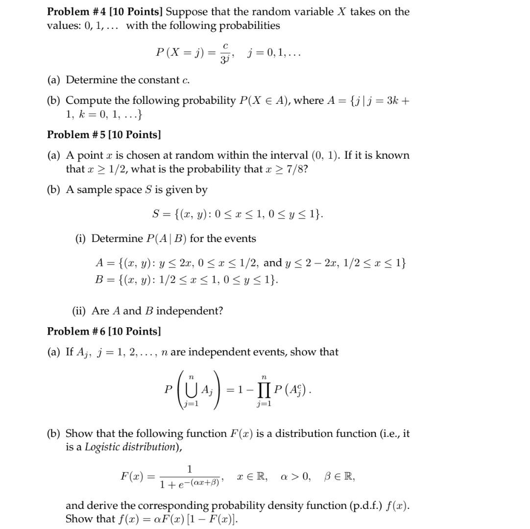 Solved Problem #4 [10 Points] Suppose that the random | Chegg.com