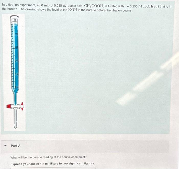 Solved In a titration experiment, 48.0 mL of 0.085M acetic | Chegg.com