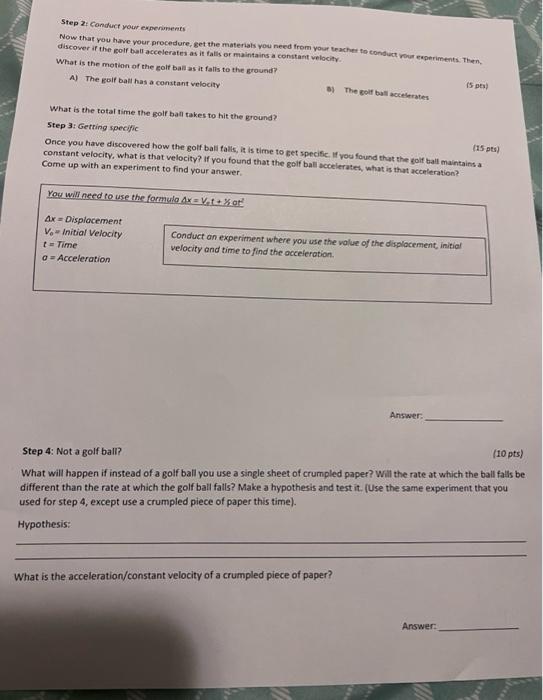 Free-Fall Inquiry Lab ( 40 points) What is the motion | Chegg.com