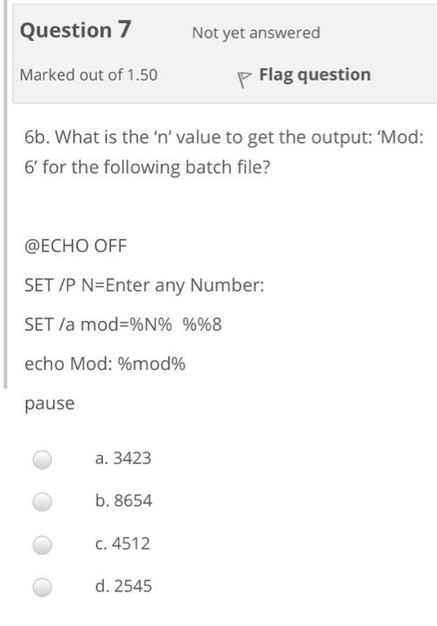 Solved Question 7 Not Yet Answered Marked Out Of 1 50 P Flag