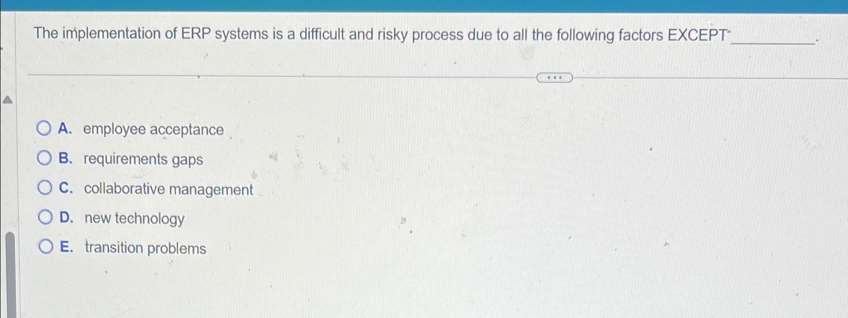 Solved The implementation of ERP systems is a difficult and | Chegg.com
