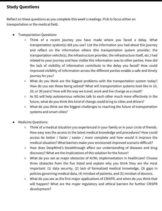 Solved - Transportation Questions: - Think of a recent | Chegg.com