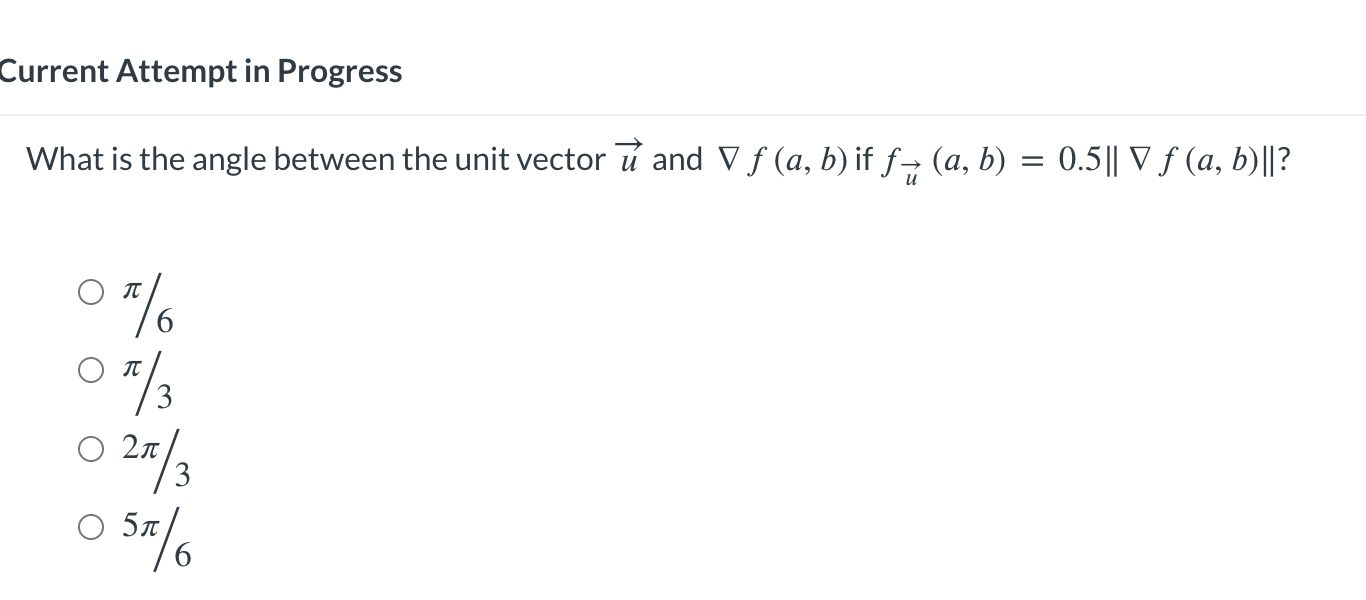 Solved Current Attempt in ProgressWhat is the angle between | Chegg.com