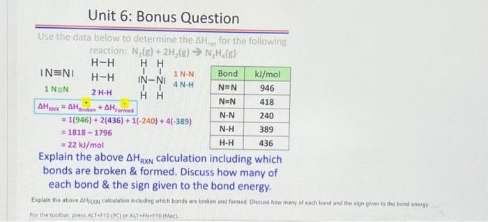 Solved Unit 6: Bonus Question Use the data below to | Chegg.com