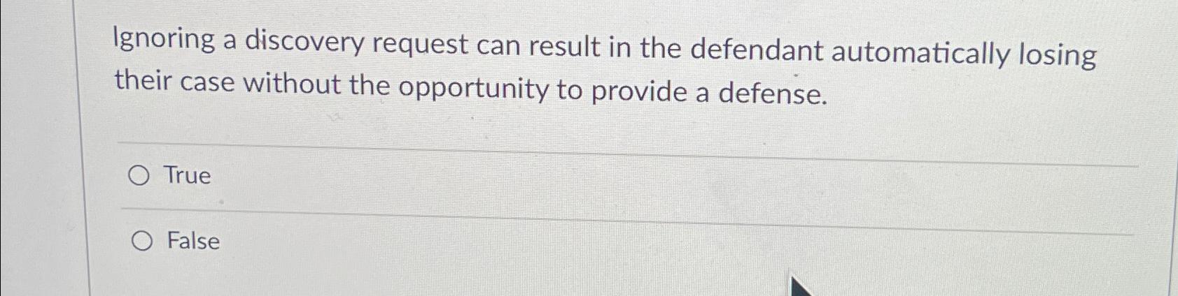 Solved Ignoring a discovery request can result in the | Chegg.com
