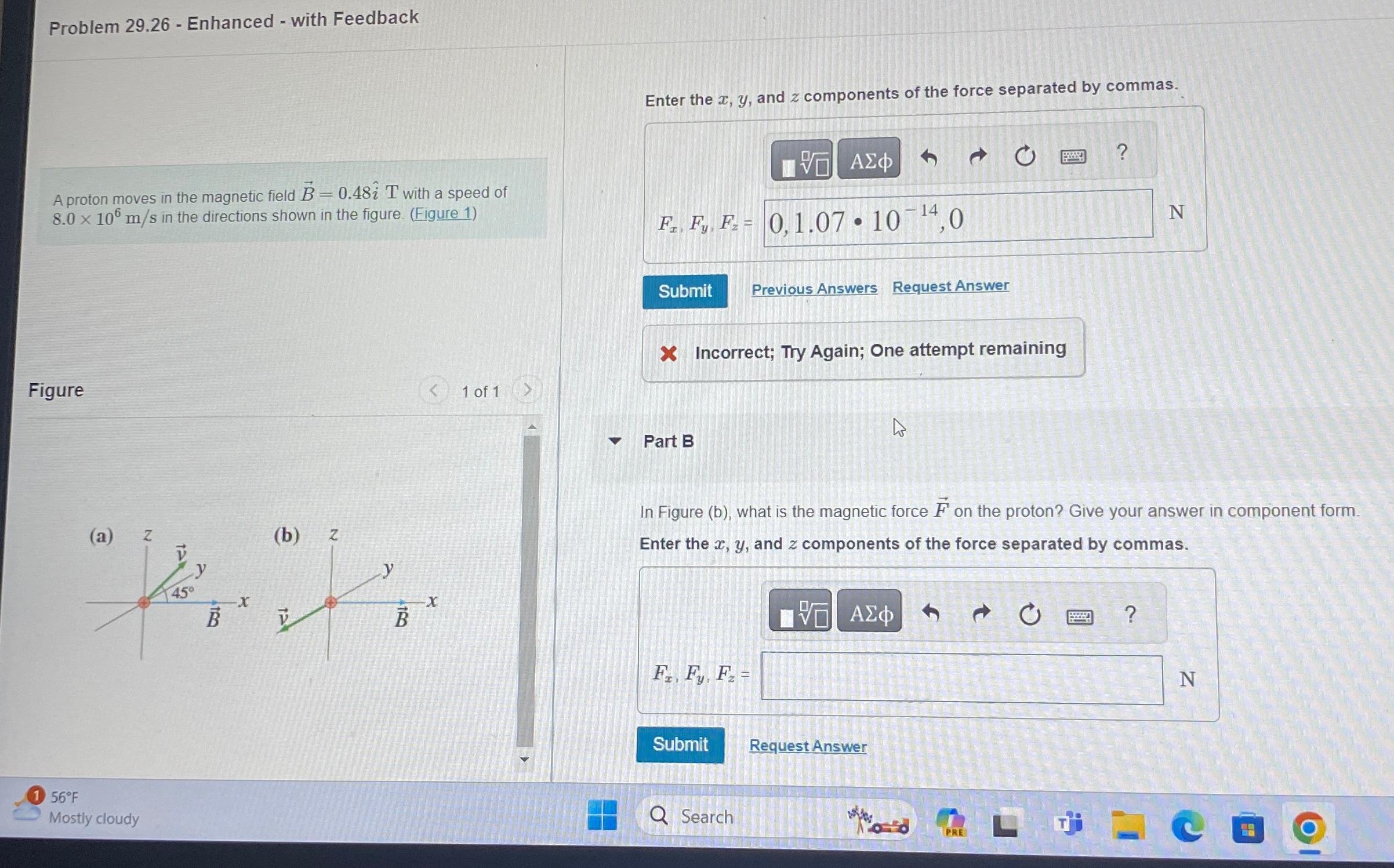 Solved Problem 29.26 - ﻿Enhanced - ﻿with FeedbackA proton | Chegg.com