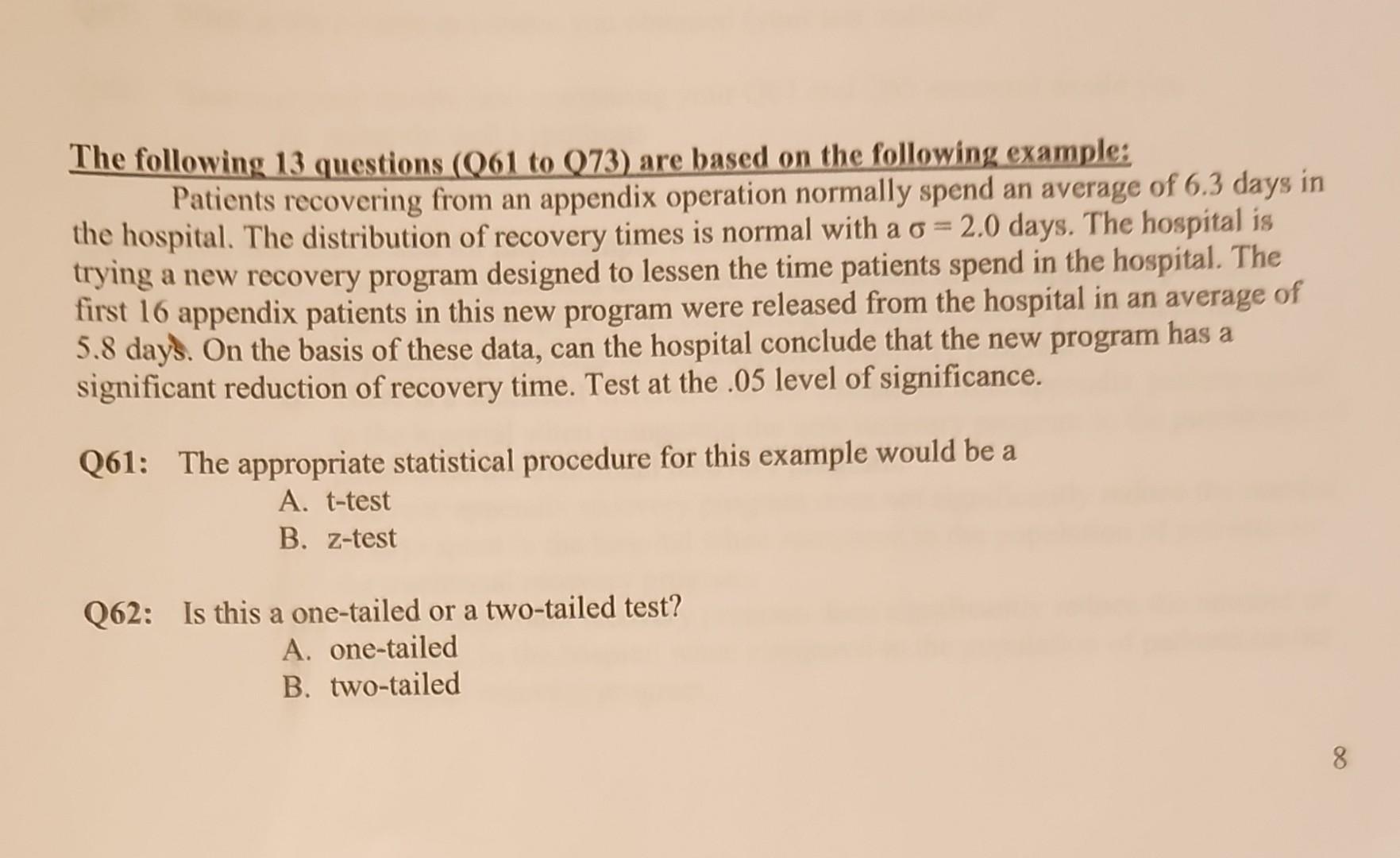 Solved The following 13 questions ( 061 to Q73) are based on | Chegg.com