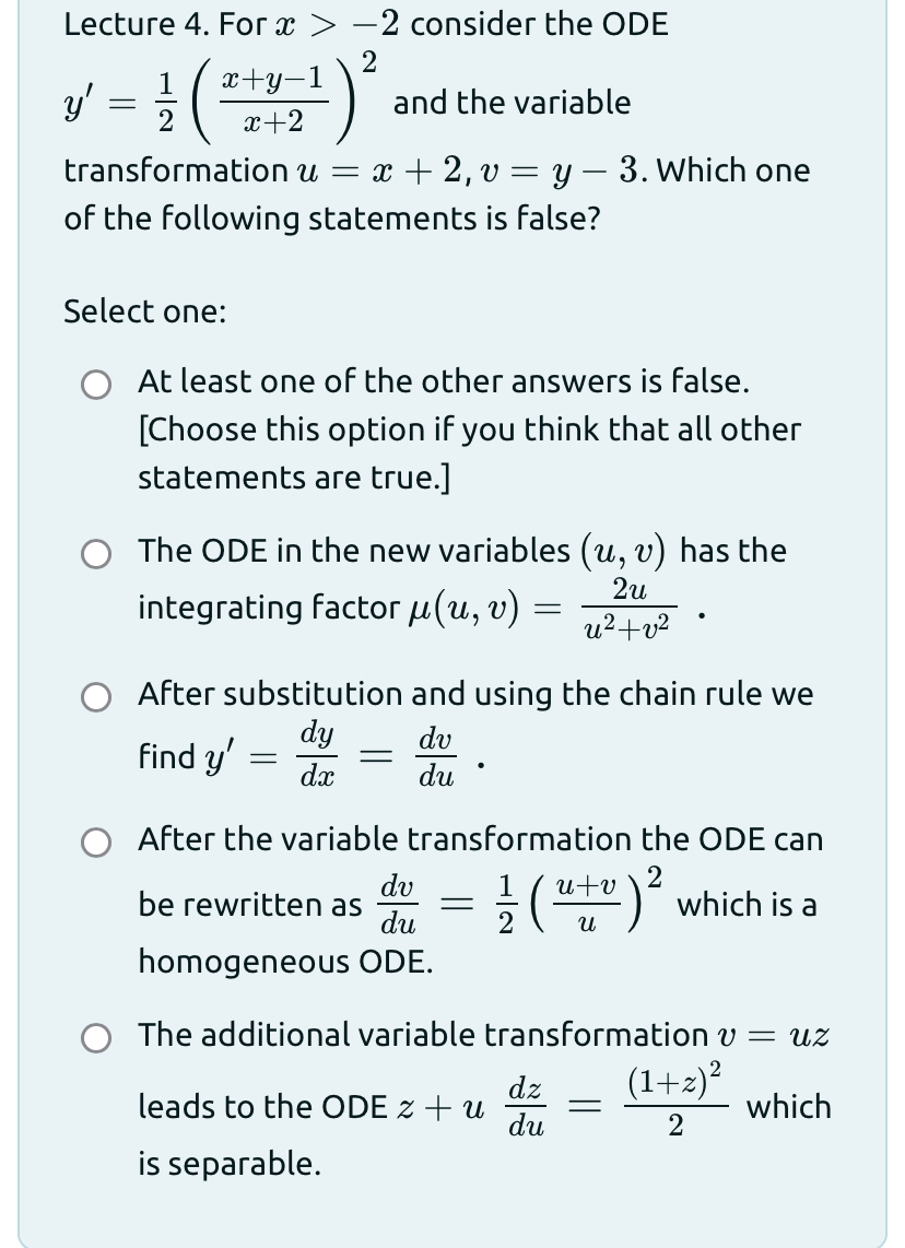 Solved Lecture 4 . ﻿For x>-2 ﻿consider the ODE | Chegg.com