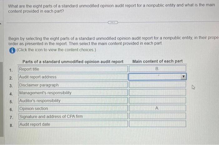 Solved What are the eight parts of a standard unmodified | Chegg.com