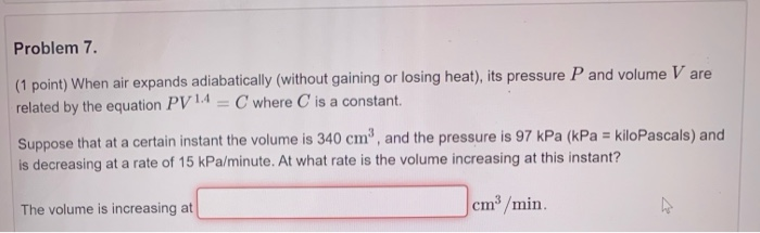 Solved Problem 7. (1 point) When air expands adiabatically | Chegg.com