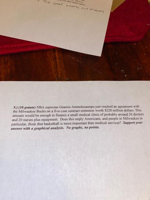 Solved For this gooot apeles our problem 5.) (10 points) NBA | Chegg.com