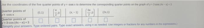 Solved Jse the coordinates of the five quarter points of | Chegg.com
