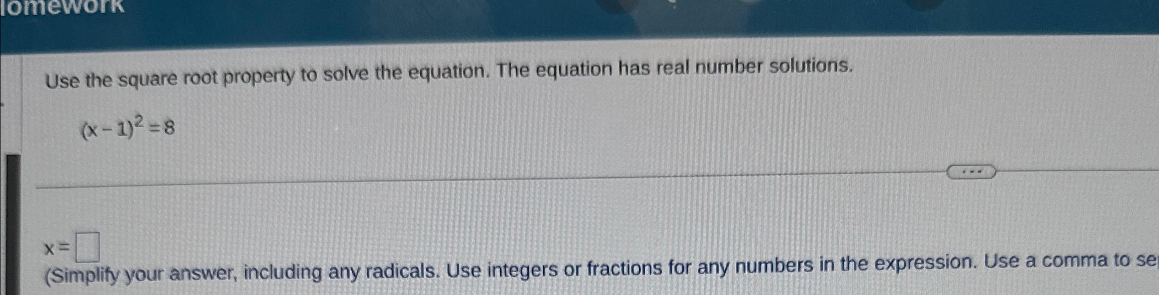 Solved Use the square root property to solve the equation. | Chegg.com