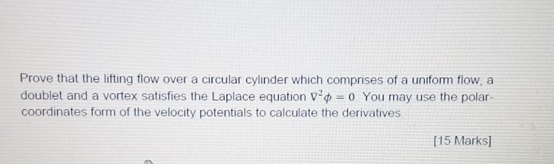 Solved Prove that the lifting flow over a circular cylinder | Chegg.com