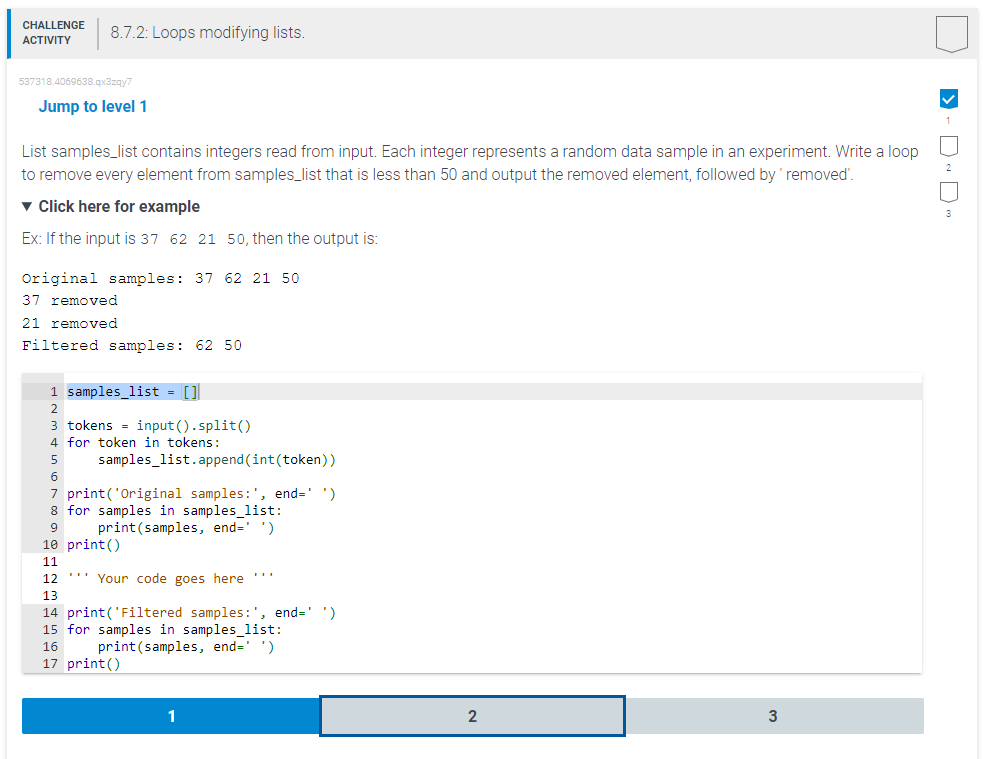 Solved Jump to level 1List samples_list contains integers | Chegg.com