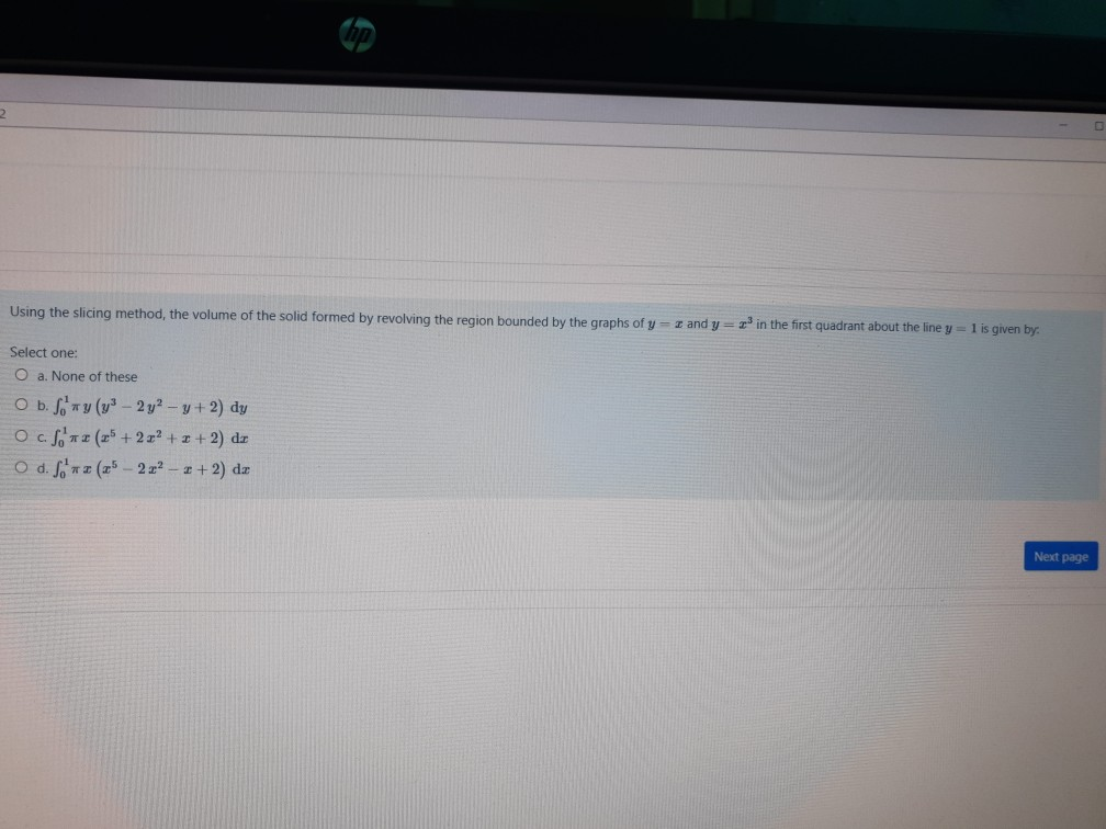 Solved 2 Using the slicing method, the volume of the solid | Chegg.com