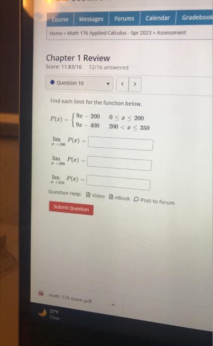 Solved Find each limit for the function below. | Chegg.com