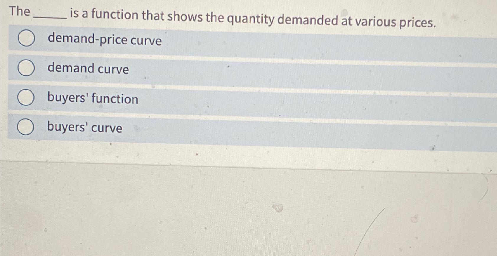 Solved The is a function that shows the quantity demanded at | Chegg.com