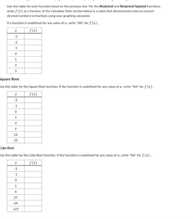 Solved Use this table for each function listed on the | Chegg.com