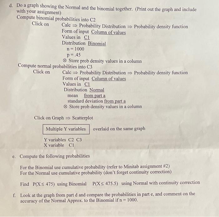 Solved \#7. Using Minitab to show the Normal Approx. to the | Chegg.com
