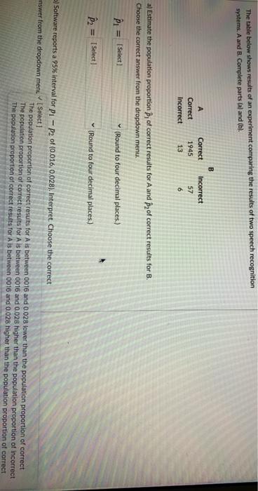 Solved The table below shows results of an experiment | Chegg.com