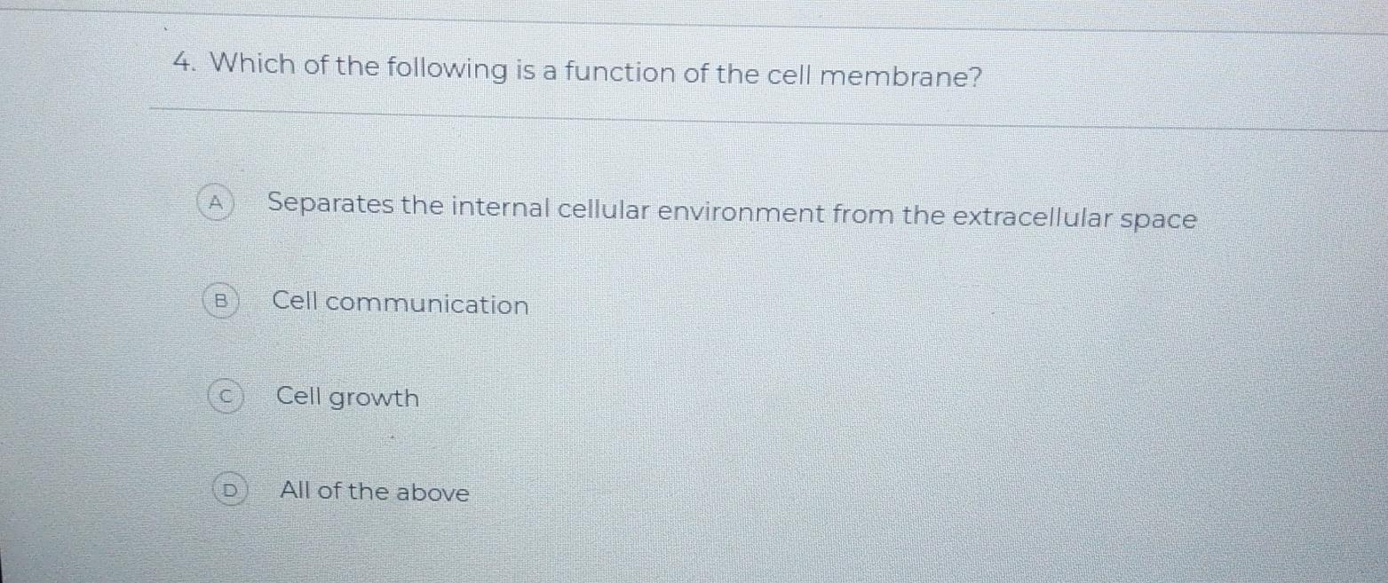Solved Which of the following is a function of the cell | Chegg.com