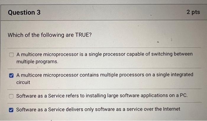 Solved Which of the following are TRUE? A multicore | Chegg.com