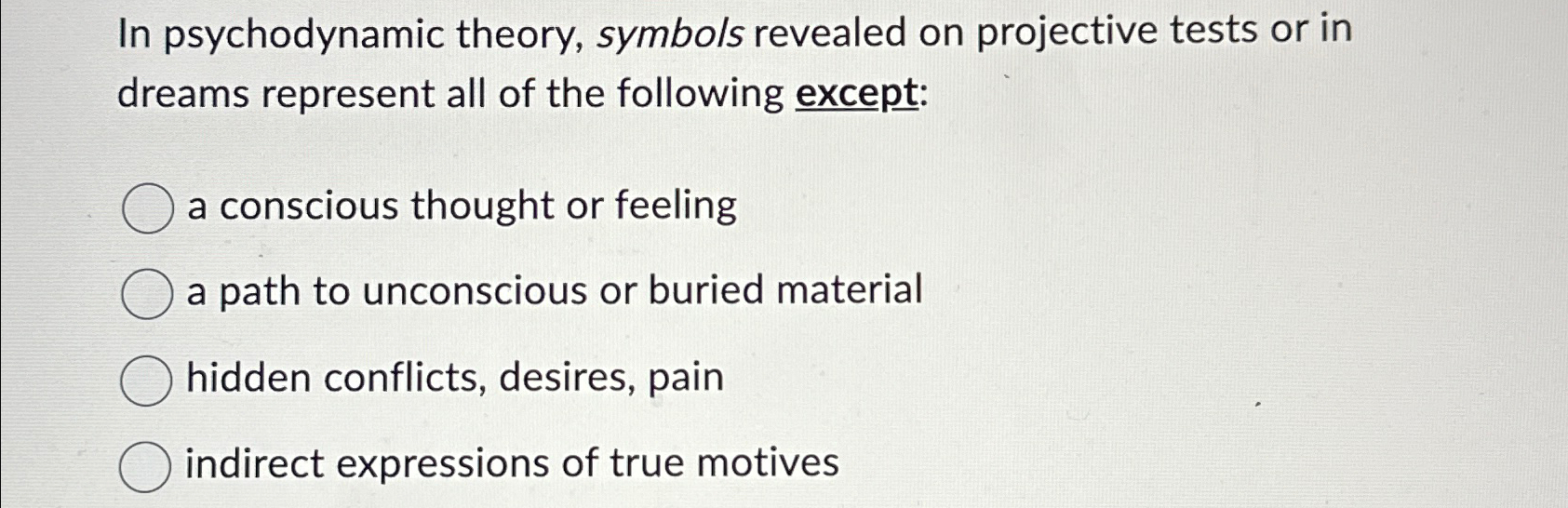 Solved In psychodynamic theory, symbols revealed on | Chegg.com